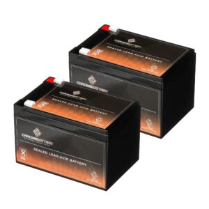 chrome battery 12v 12ah maintenance-free battery for alarm systems, scooters, toys, emergency lights, and more - nut and bolt (t3) terminal 2 pack