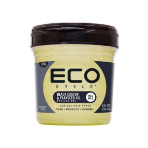 eco style black castor and flaxseed oil styling gel - helps nourish and repair damaged hair - promotes healthy scalp - provides superior and weightless hold - delivers long lasting shine - 8 oz