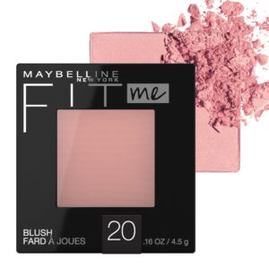 maybelline fit me powder blush, lightweight, smooth, blendable, long-lasting all-day face enhancing makeup color, mauve, 1 count