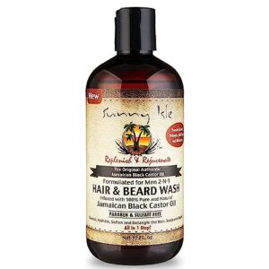 sunny isle jamaican black castor oil 2-n-1 hair & beard wash 12oz | cleanses, hydrates, moisturizes hair & skin | detangles beard | paraben & sulfate free