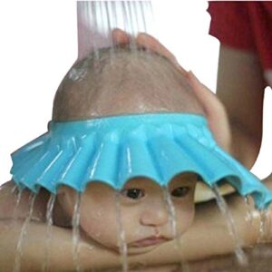 safe shampoo shower bathing protection soft cap hat for toddler's, baby,children & kids to keep the water out of their eyes & face (blue)