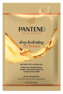 pantene pro-v gold series deep hydrating co-wash, 1.7 oz packet for african american, ethnic and curly hair care (pack of 10) (50ml)