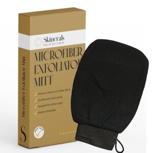 skinerals premium exfoliating mitt, exfoliator glove & self tanner prep, body exfoliator scrubber for ultimate smoothness