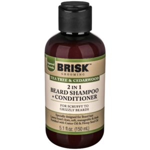 brisk beard grooming shampoo, tea tree & cedarwood, 5.1 oz