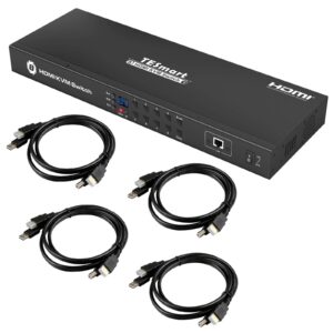 tesmart 8 port hdmi kvm switch 4k @ 30hz with standard usb 2.0, ir remote control | rs232 | lan port | auto-scan, etc with rack mount 4 pcs 5ft/1.5m kvm cable