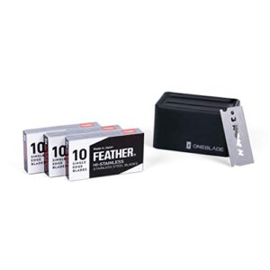 30 feather fhs-10 japanese steel razor blades - refill for oneblade core, hybrid, & genesis razors - single blade razor