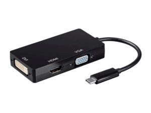 monoprice usb type-c to 4k hdmi, single link dvi, and vga passive adapter,6in cable length, black - consul series