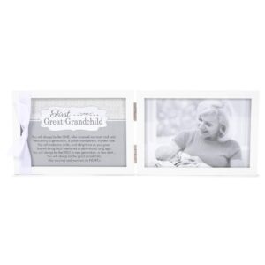 the grandparent gift co. first great - grandchild picture frame- white double hinged tabletop photo frame holds 4"x6" pictures or ultrasounds- includes beautiful sentiment/poem