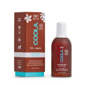 coola organic sunless self tanner dry oil mist, dermatologist tested anti-aging skin care, vegan and non-gmo, piña colada, 3.4 fl oz