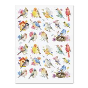 current watercolor birds sticker variety pack - 2 sheets, 52 assorted stickers for kids, teachers, school, scrapbooking, journals, monthly planners, calendars, holiday crafts & greeting cards