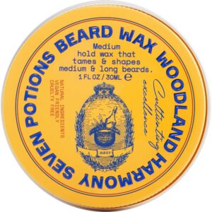 seven potions natural beard styling wax for medium hold - 1 oz, shapes and nourishes without stiffness (woodland harmony)