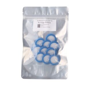 syringe filters ca (cellulose acetate) 25mm diameter 0.45 um pore size non sterile pack of 10