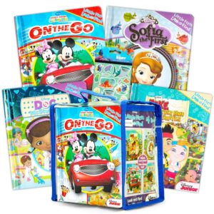 disney puzzle picture search book set - 4 disney travel puzzle board books featuring disney mickey mouse, minnie mouse, sofia the first, jake and the neverland pirates and doc mcstuffins.