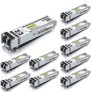 10gtek 1000base-sx gigabit sfp lc multi-mode transceiver, mini-gbic module for cisco glc-sx-mmd/glc-sx-mm/sfp-ge-s, meraki, fortinet, ubiquiti unifi uf-mm-1g, tp-link, 850nm, ddm, 550m, pack of 10