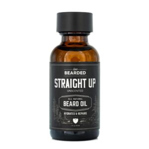 live bearded beard oil, 1 fl oz - premium all-natural jojoba - made in the usa - hair and skin care for men with dry, flaky patches | straight up unscented - fragrance-free