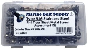 type 316 stainless steel phillips truss sheet metal screw kit marine bolt supply 6-111920