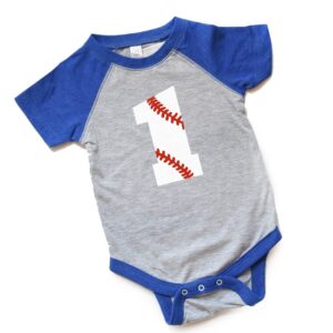 1 baseball birthday bodysuit boy/girl first bday baby raglan shirt 1st trendy gift heads up shirts