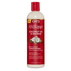 ors hairepair coconut oil and baobab restoring conditioner for dry, damage hair & scalp 12.5 oz