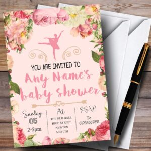 the card zoo pink roses ballerina ballet invitations baby shower invitations