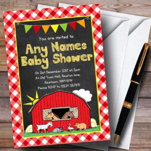 country barnyard farm animals chalk invitations baby shower invitations