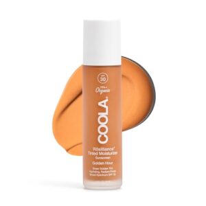 coola organic rosilliance bb cream with spf 30, tinted moisturizer sunscreen & foundation, dermatologist tested, golden hour, 1.5 fl oz