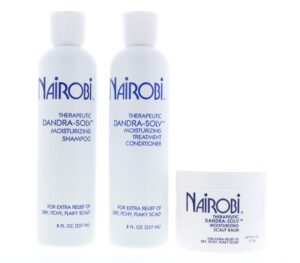 nairobi dandra-solv moisturizing shampoo & conditioner 8oz & scalp balm "set"