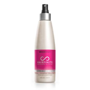 hairfinity revitalizing leave in conditioner - biotin growth treatment for dry, damaged hair and scalp - silicone free heat protection formula mends split ends with quinoa and jojoba oil 8 oz