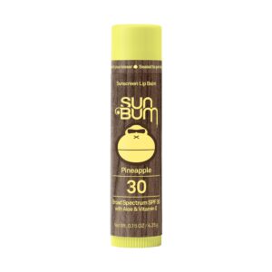 sun bum spf 30 sunscreen lip balm | vegan and cruelty free broad spectrum uva/uvb lip care with aloe and vitamin e for moisturized lips | pineapple flavor |.15 oz