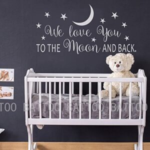 battoo we love you to the moon and back wall decal - nursery wall decal - moon and stars nursery decals - children wall decor - wall decals nursery(white, 30" wx15 h)