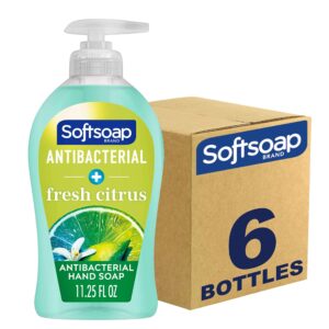 softsoap antibacterial liquid hand soap, fresh citrus scent hand soap, 11.25 ounce, 6 pack