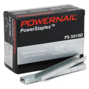 powernail ps5010d 20 gauge 1/2 inch crown 5/16 inch length divergent point collated galvanized staples (box of 5000)