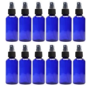 cornucopia 4oz blue plastic fine mist spray bottles (12-pack); bpa-free plastic spritzer bottles, labels included; pet #1 plastic bottles