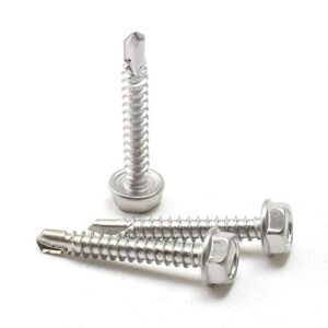 stainless #8 hex washer head self drilling sheet metal tek screws with drill point(1/2" to 2-1/2" lengths),100 pieces (#8 x 3/4"(m4.2 x 19mm))