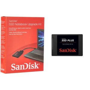 sandisk ssd notebook upgrade kit - sdssd-upg-g25 black & ssd plus 240gb internal ssd - sata iii 6 gb/s, 2.5"/7mm, up to 530 mb/s - sdssda-240g-g26