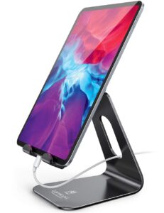 lamicall tablet stand, tablet holder for desk - multi-angle adjustable tablet desktop dock cradle, compatible with ipad pro 11, 12.9, air, mini, fire hd, galaxy tab, and other 4-13" tablets, black