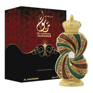 al haramain tanasuk perfume oil - 12 ml | unisex amber vanilla attar oil | concentrated fragrance