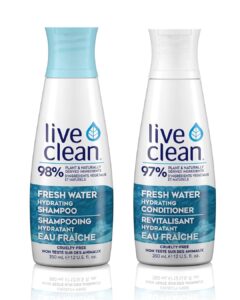 live clean fresh water hydrating shampoo and conditioner bundle with rosemary leaf extract, vitamin e and lavender extract, 12 fl. oz. each