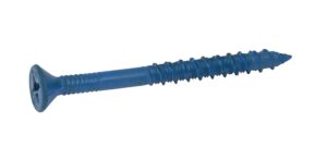 confast 1/4" x 2-3/4" blue flat phillips concrete screw anchor with drill bit for anchoring to masonry, block or brick (100 per box)