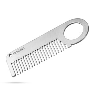 airisland stainless steel keychain comb small pocket comb mini anti-static beard mustache comb 3.15 inches