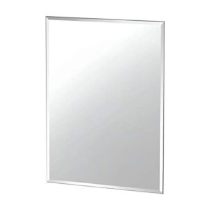 gatco 1802 bathroom wall mirror, 32"h x 24"w modern mirror for living room, vanity, slim design beveled frameless large rectangle mirror - hangs horizontal or vertical with easy mount safety bracket