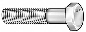 m8-1.00 x 50 mm. class 8.8 zinc plated hex head cap screw, 25 pk.