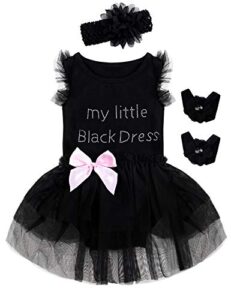 newborn bodysuit baby girls my little black dress ruffle sleeveless tulle skirt (0-3 months)