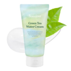 bonajour] green tea water bomb vegan moisturizing facial gel cream for sensitive skin - daily hydrating moisturizer 3.38 fl. oz -