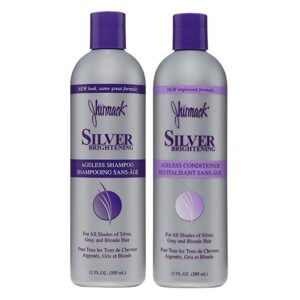 jhirmack silver brightening purple shampoo and conditioner set for all types of silver, grey, and blonde hair