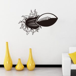 bibitime rugby break through wall sticker american football wall decals vinyl art mural for sport fans boys bedroom living room