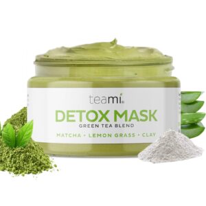 teami detox face mask for hydraiting, moisturizing & purifying, blackhead remover green tea deep cleanse mask reduces acne & oil, pore minimizer clay mask for all skin types, stick mask alternative