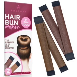 women's hair bun maker french twist hair fold wrap snap by andlane (1 brown, 1 light brown)