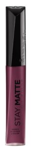 rimmel london stay matte liquid lip color with full coverage kiss-proof waterproof matte lipstick formula that lasts 12 hours - 800 midnight, .21oz