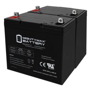 mighty max battery 12v 55ah sla replacement battery compatible with power patrol sla1165-2 pack