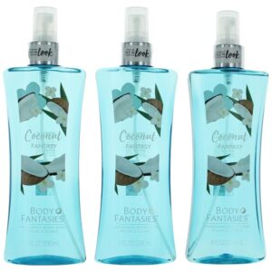 coconut fantasy by body fantasies, 3 x 8 oz fragrance body spray women